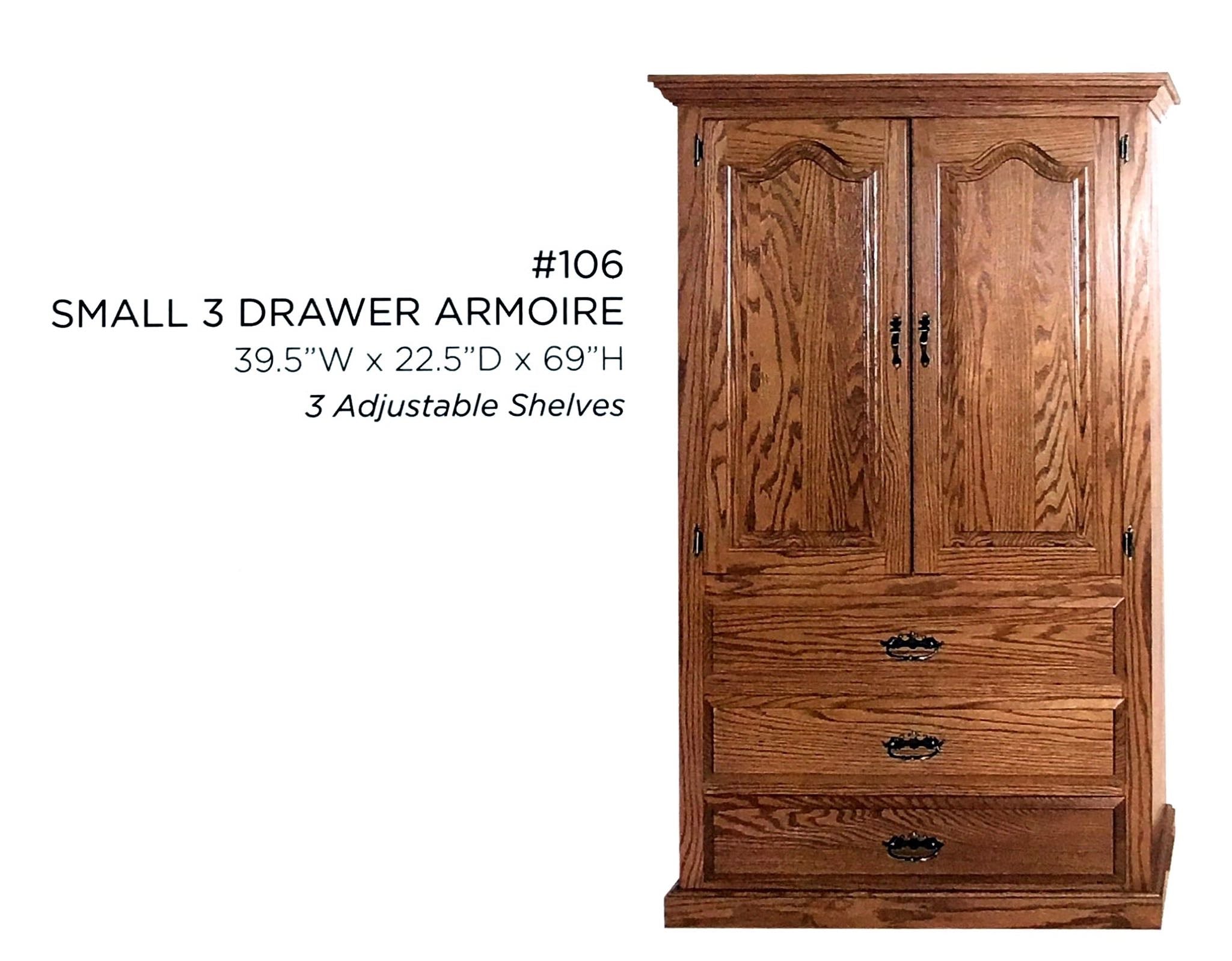 Traditional Small 3 Drawer Armoire - Amish Traditions