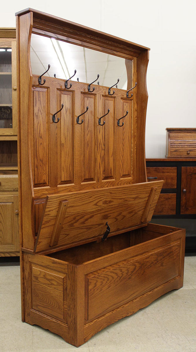 Raised Panel Hall Seat With 5 Panels - Amish Traditions
