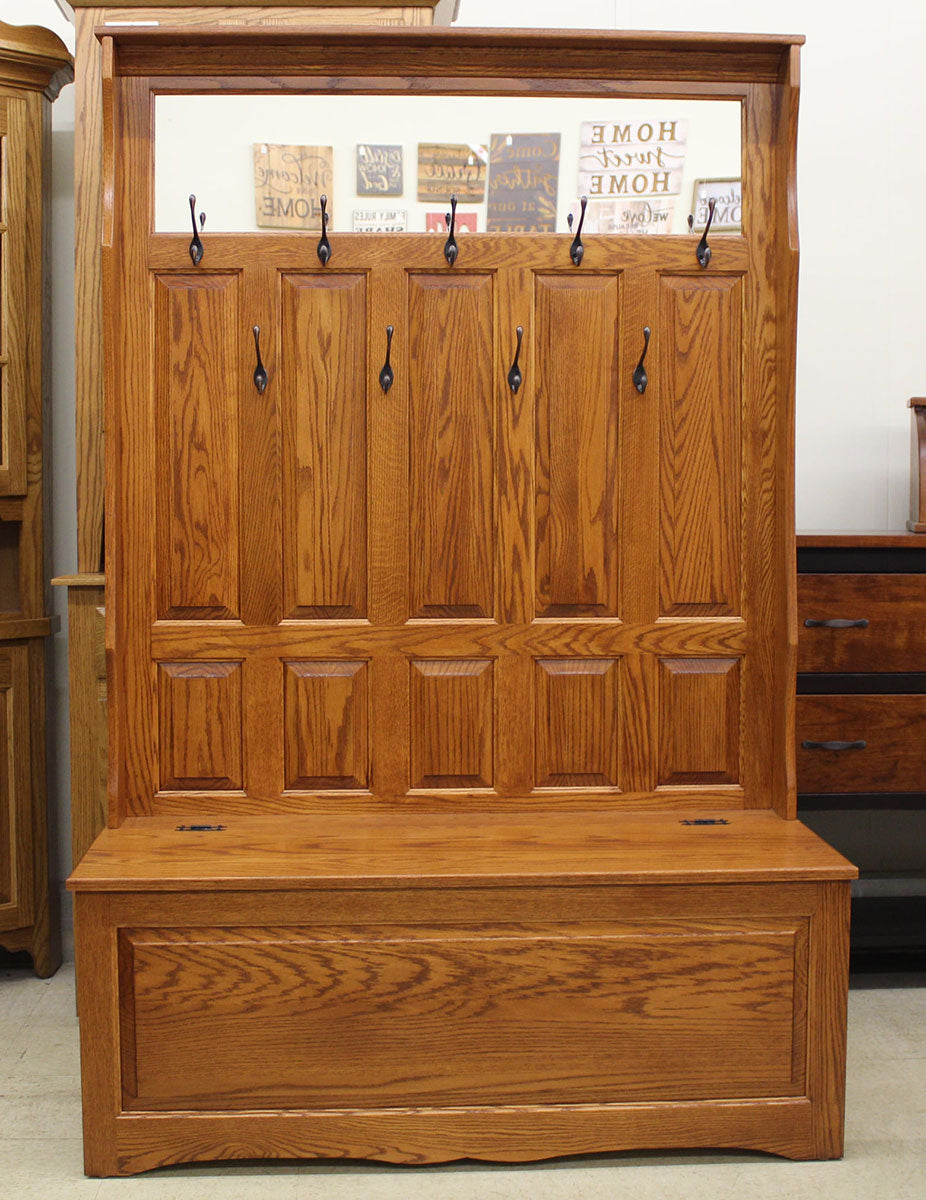 Raised Panel Hall Seat With 5 Panels - Amish Traditions