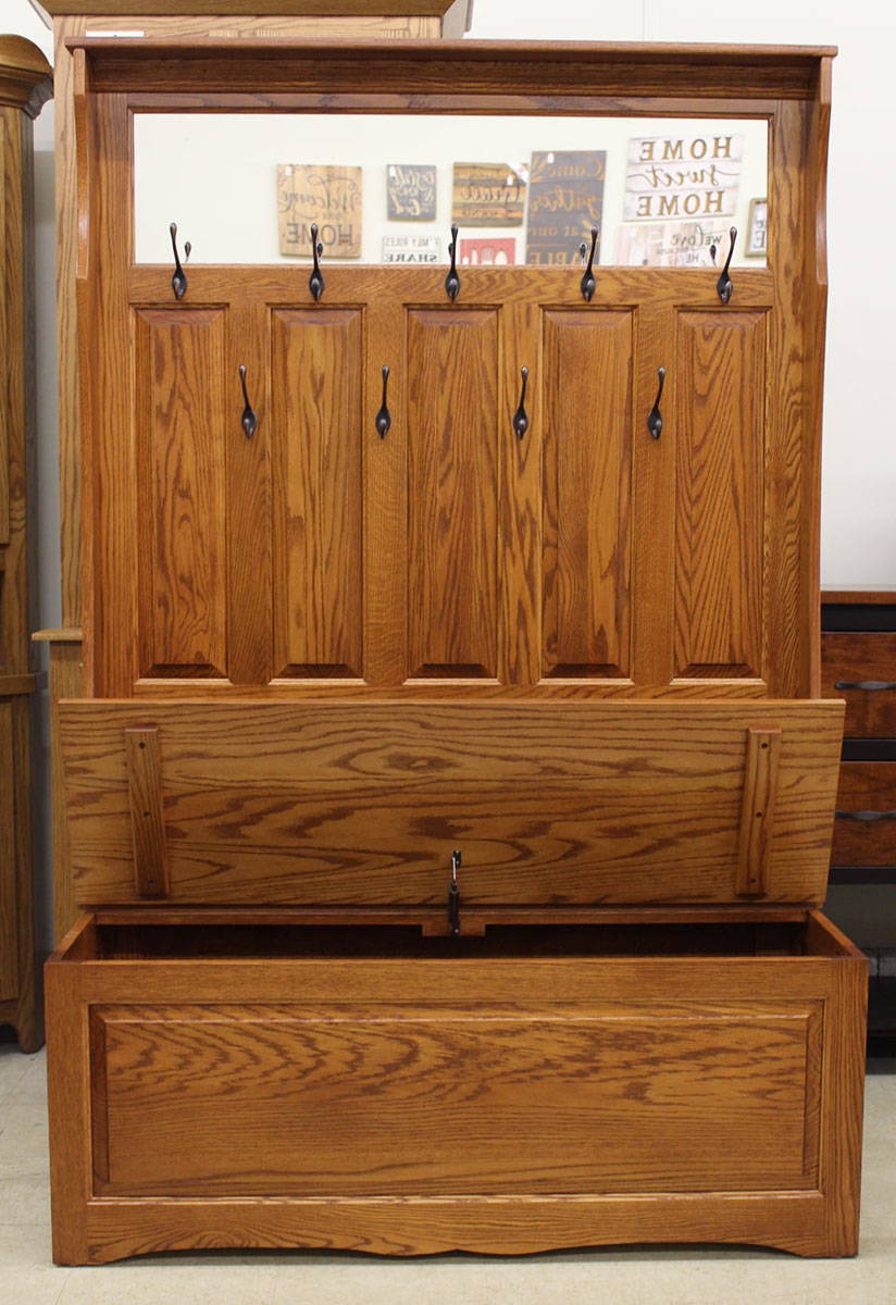 Raised Panel Hall Seat With 5 Panels - Amish Traditions