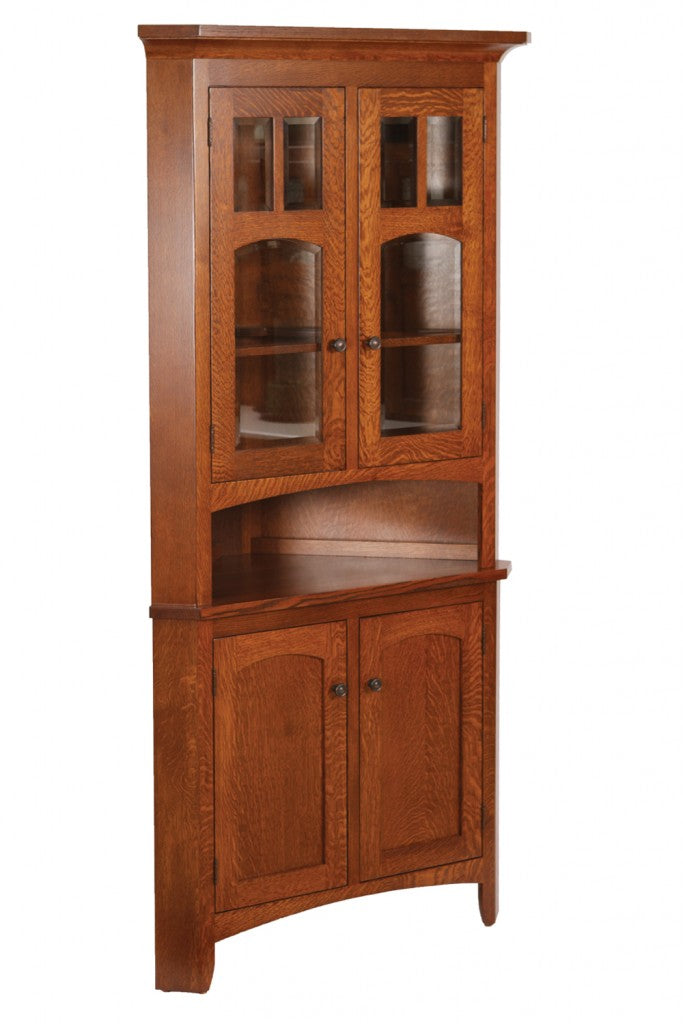 30 Vienna Corner Hutch With Arched Glass Doors - Amish Traditions