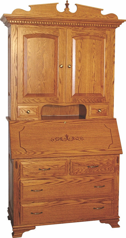 Empire Deluxe Raised Panel Secretary Desk with Hutch Top and Wood Door ...