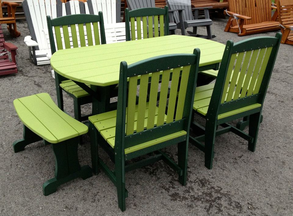 Poly Oval Picnic Table Set With Chairs - Amish Traditions