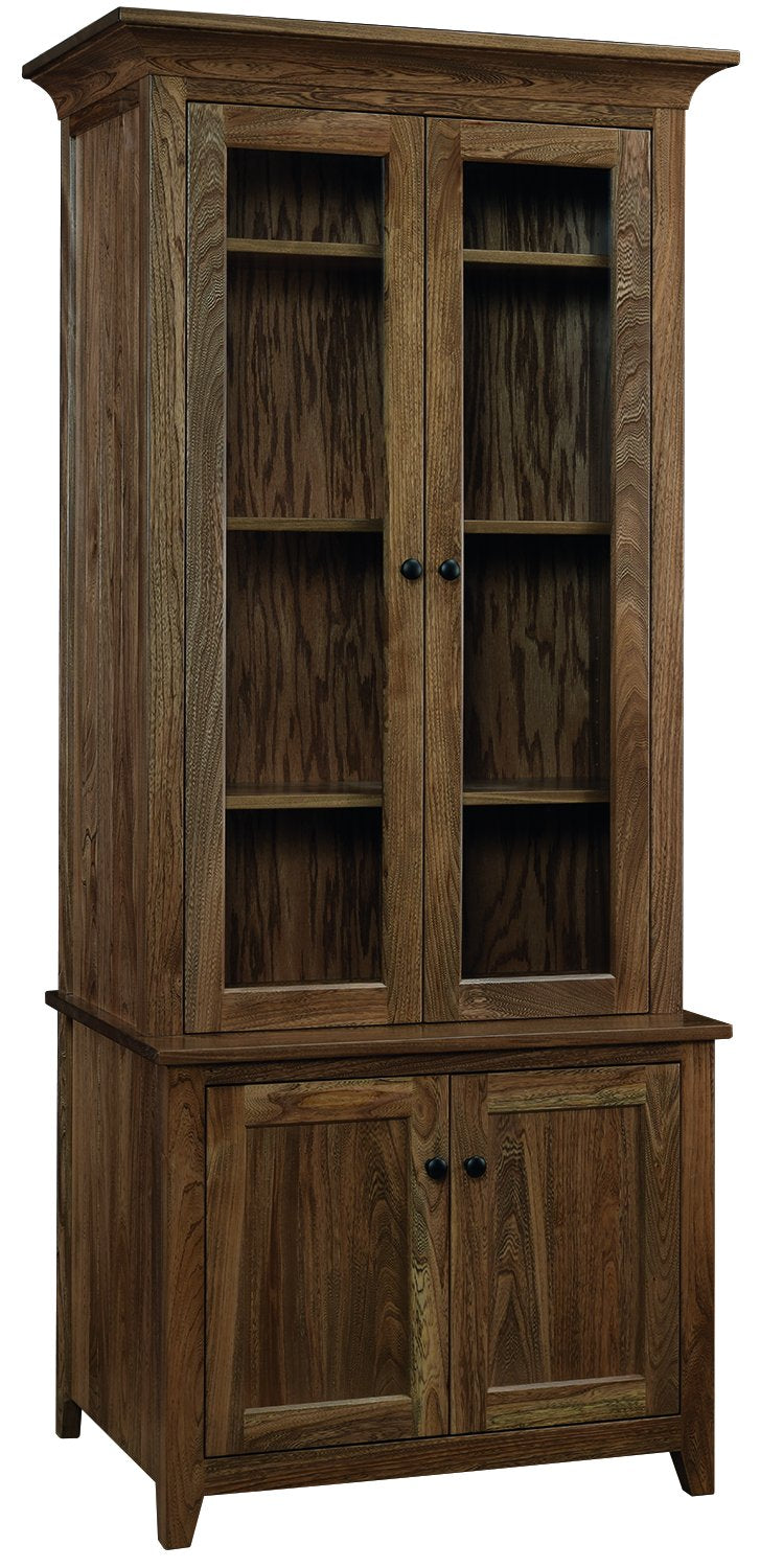 7 Gun Deluxe Bookcase With Hidden Gun Cabinet And Glass Doors - Amish ...
