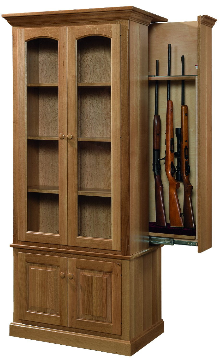 7 Gun Bookcase with Hidden Gun Cabinet With Doors – Amish Traditions