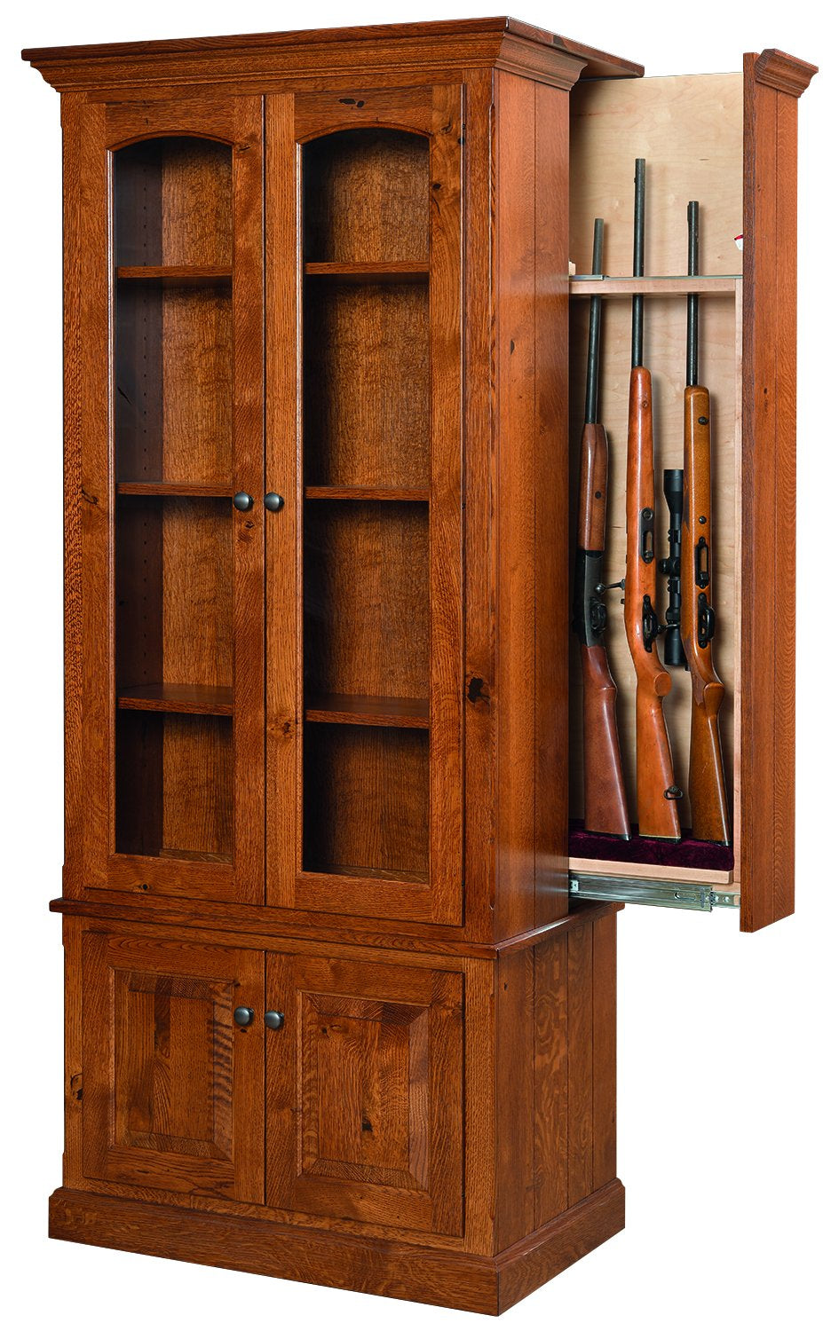 7 Gun Bookcase with Hidden Gun Cabinet With Doors – Amish Traditions