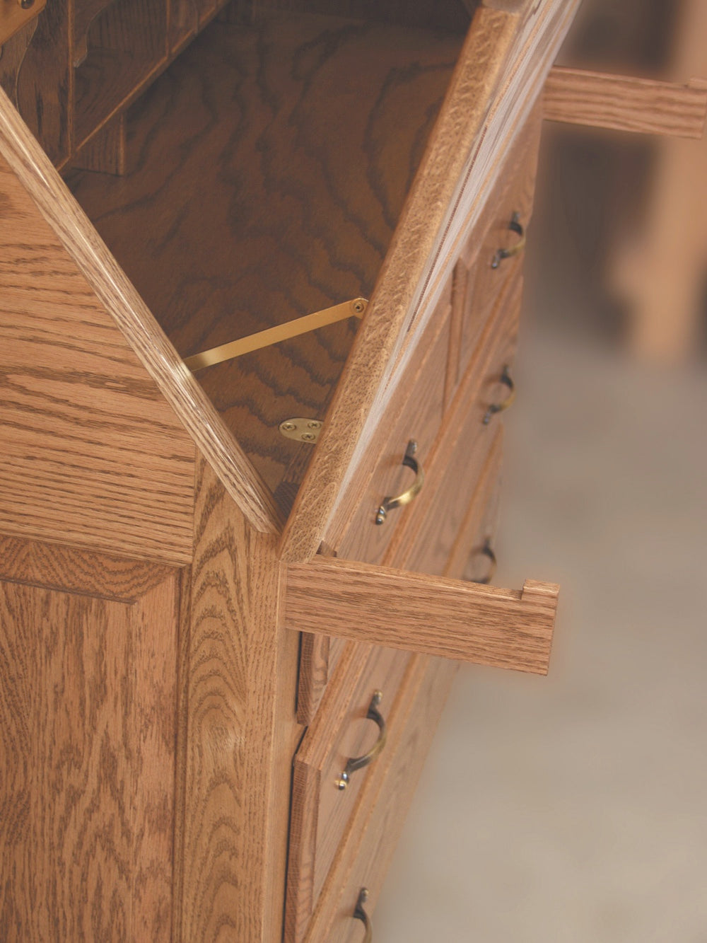 Empire Deluxe Raised Panel Secretary Desk with Hutch Top and Wood Door ...