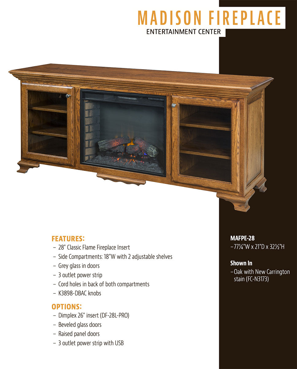 Madison Fireplace Entertainment Center – Amish Traditions