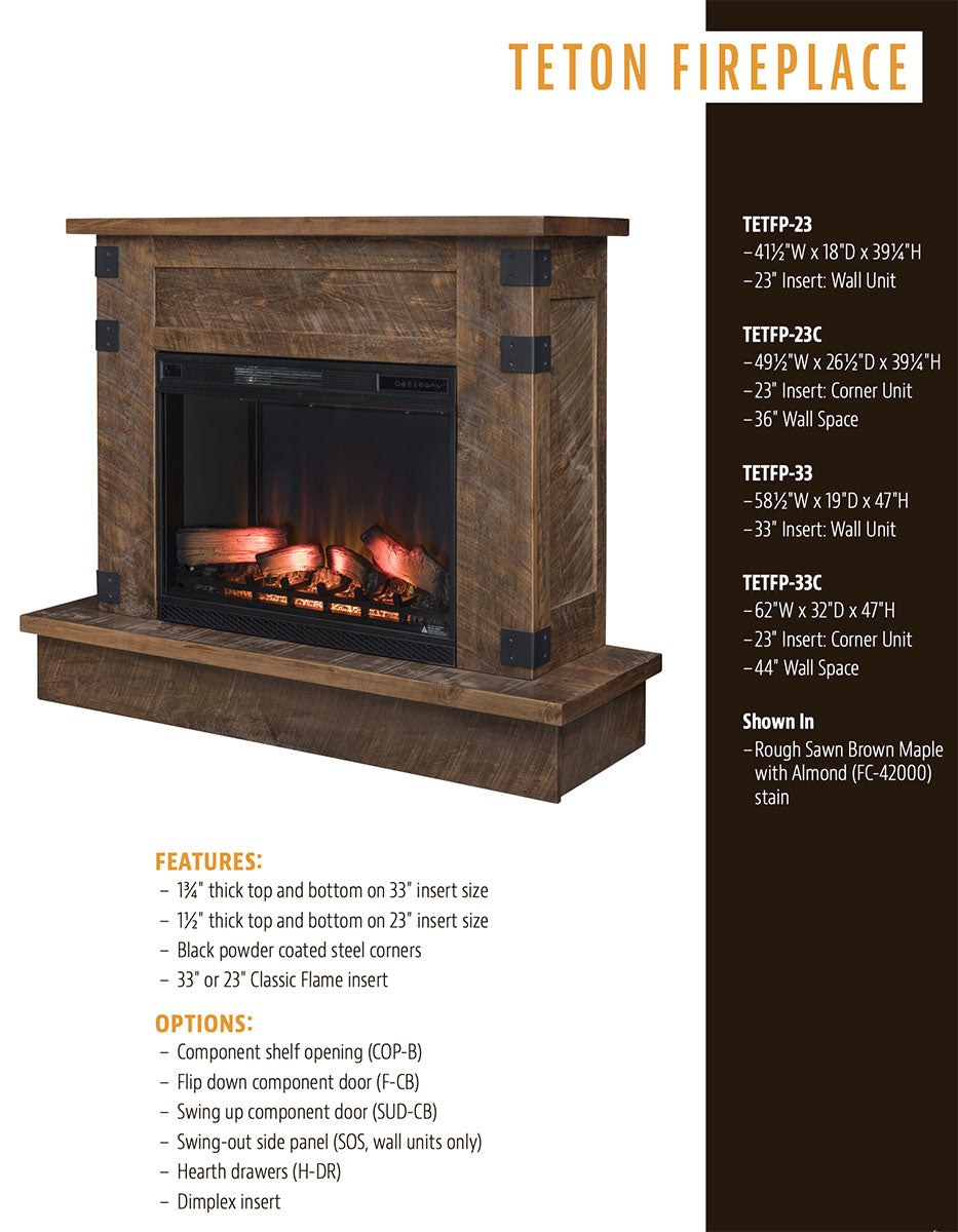 Teton Wall Fireplace – Amish Traditions