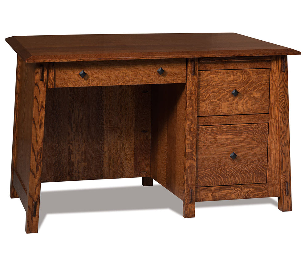 Colbran Single Pedestal 3 Drawer Desk W/Unfinished Backside – Amish ...
