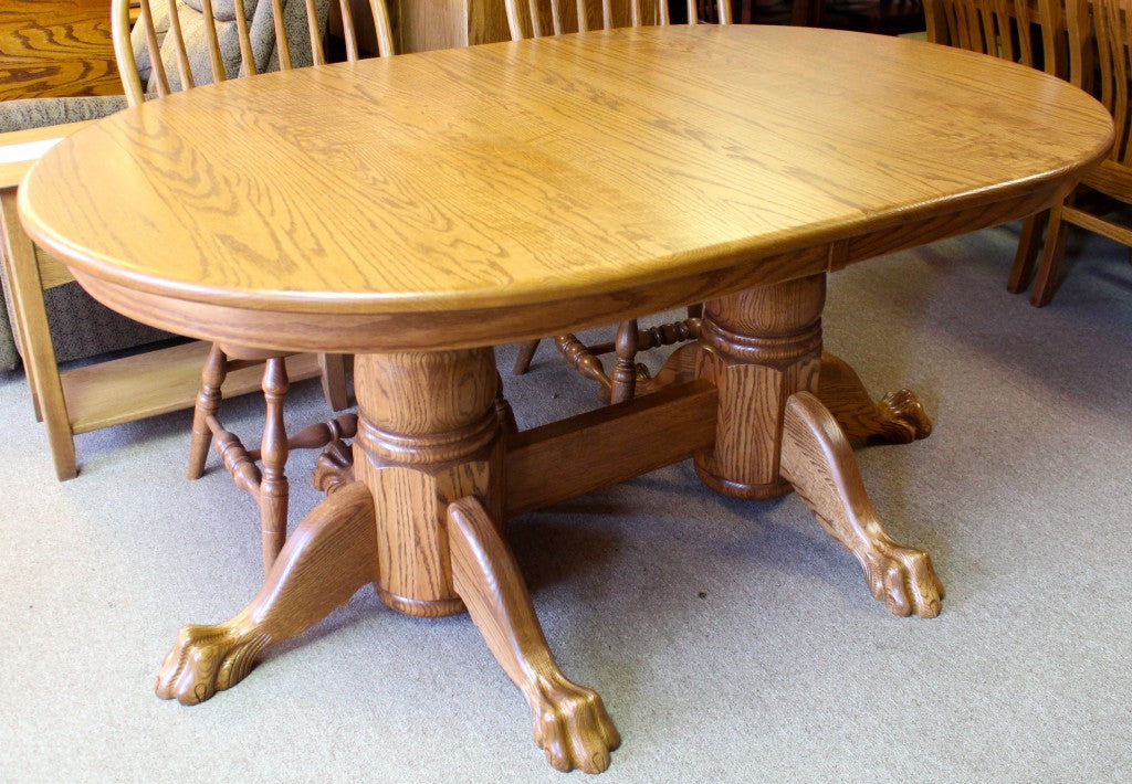 Double Pedestal Table with Claw Feet – Amish Traditions