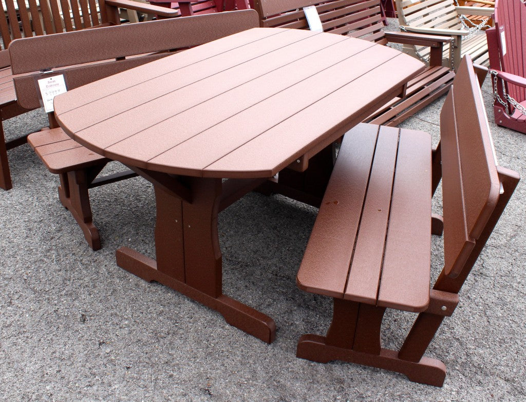 Poly Oval Picnic Table Set With Benches - Amish Traditions