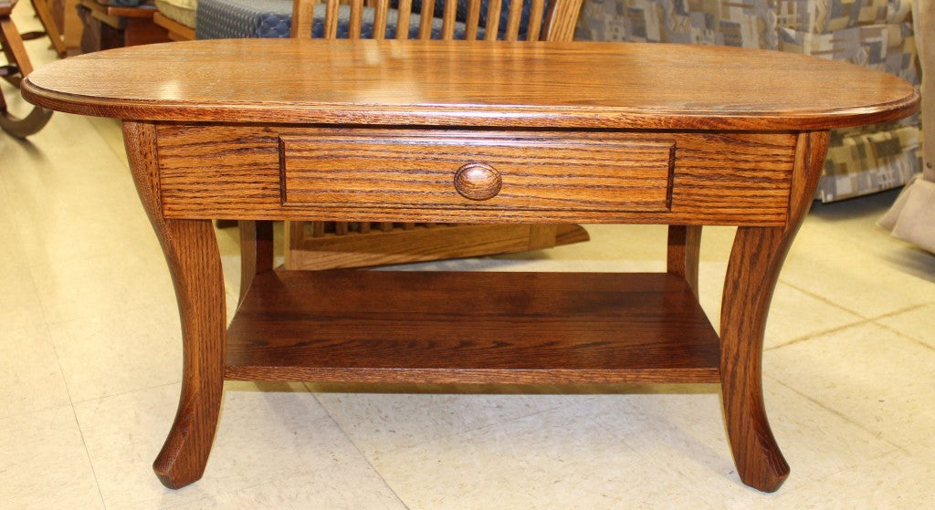 Curved Leg Coffee Table With Drawer – Amish Traditions