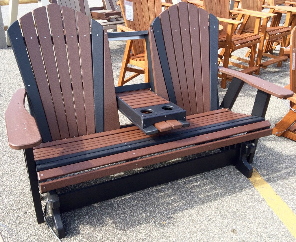 Poly 5' Adirondack Brown Glider With Fold Down - Amish Traditions