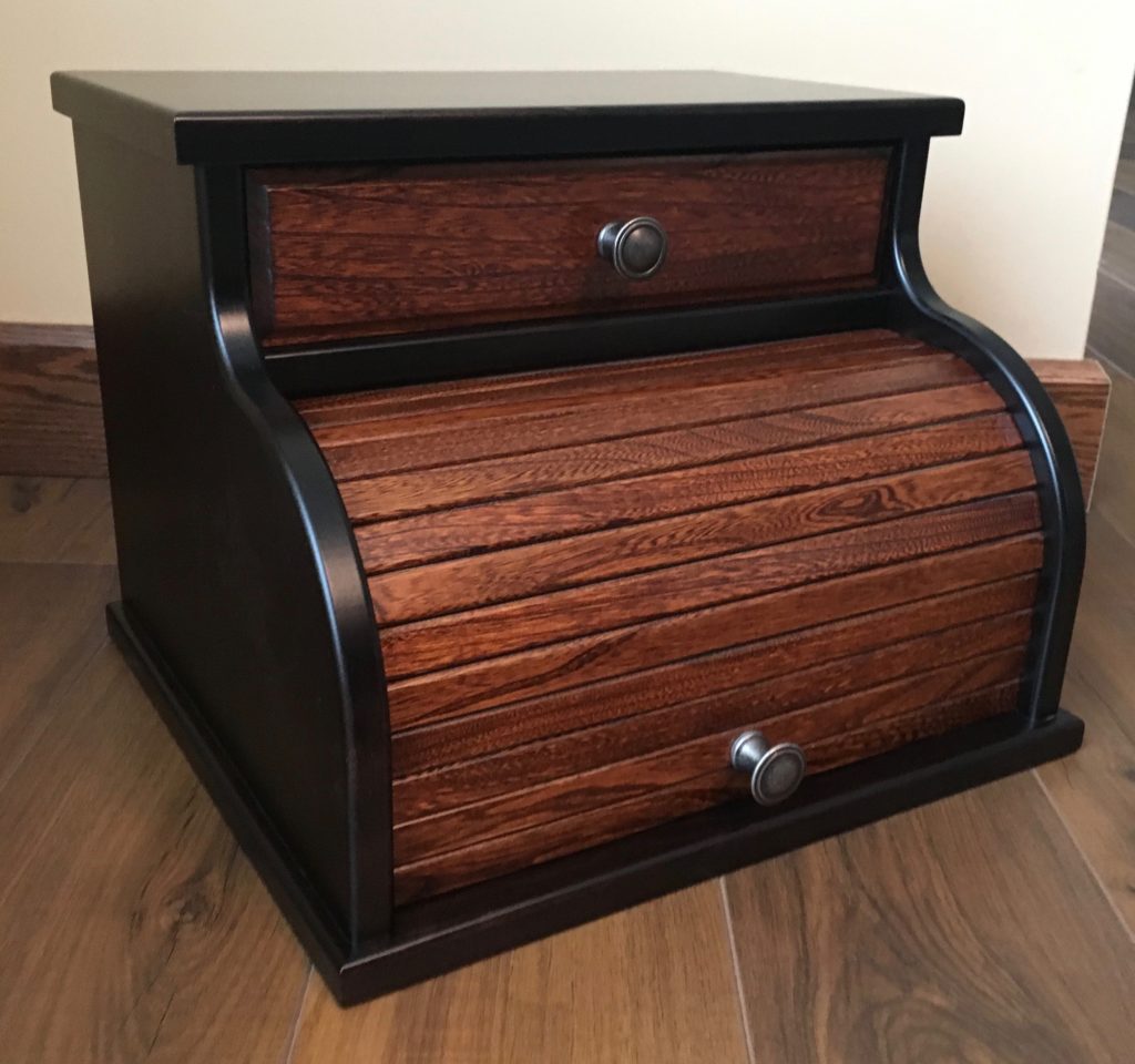 Rolltop Bread Box With Drawer In Beautiful Two Tone Finish - Amish ...