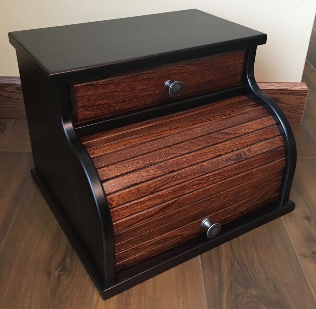 Rolltop Bread Box With Drawer In Beautiful Two Tone Finish - Amish ...