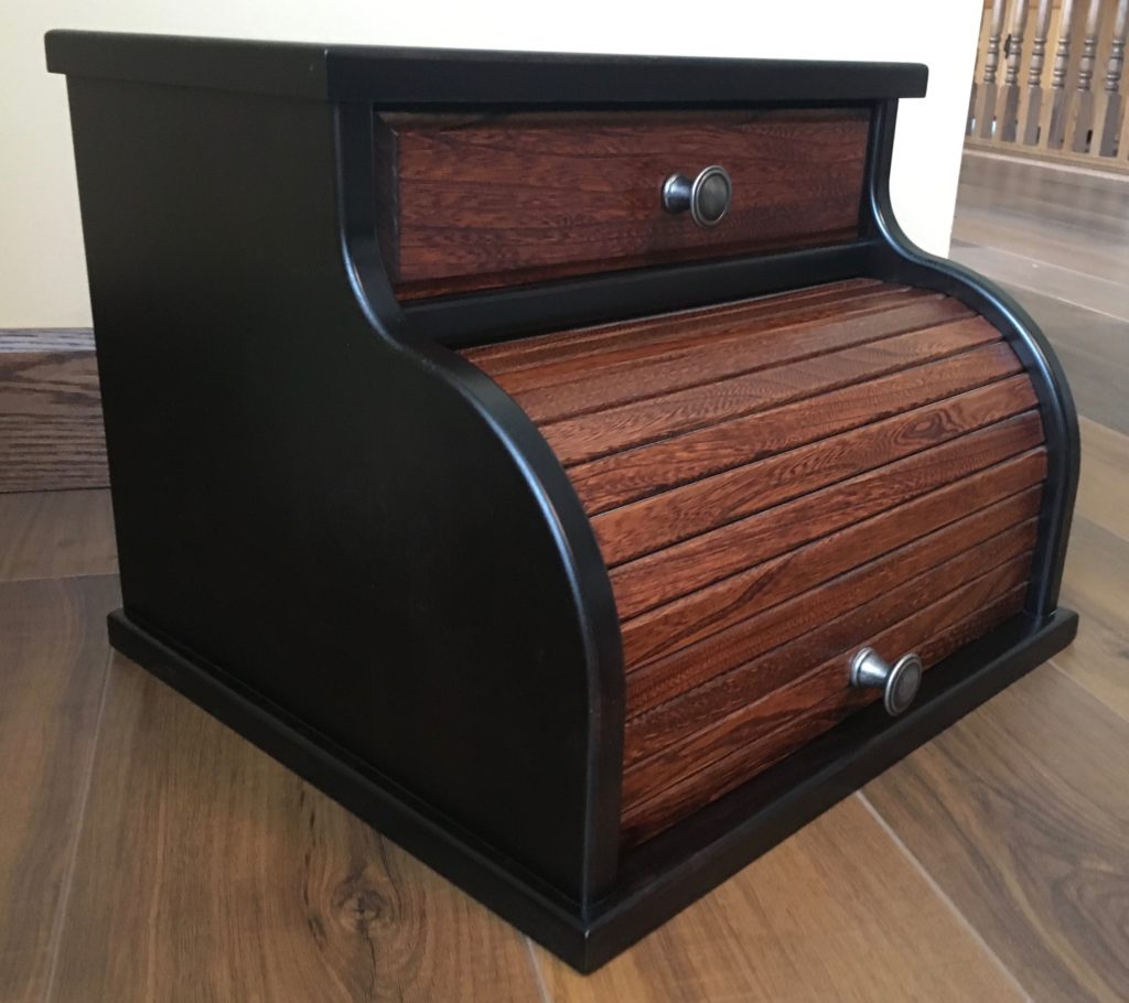 Rolltop Bread Box With Drawer In Beautiful Two Tone Finish - Amish ...