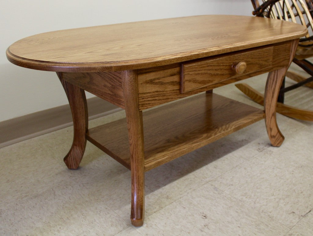 Curved Leg Coffee Table With Drawer – Amish Traditions