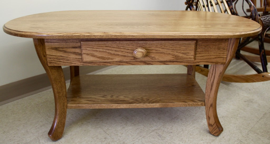 Curved Leg Coffee Table With Drawer – Amish Traditions