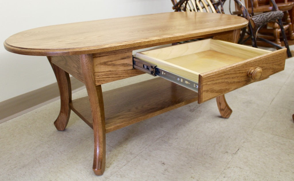 Curved Leg Coffee Table With Drawer – Amish Traditions