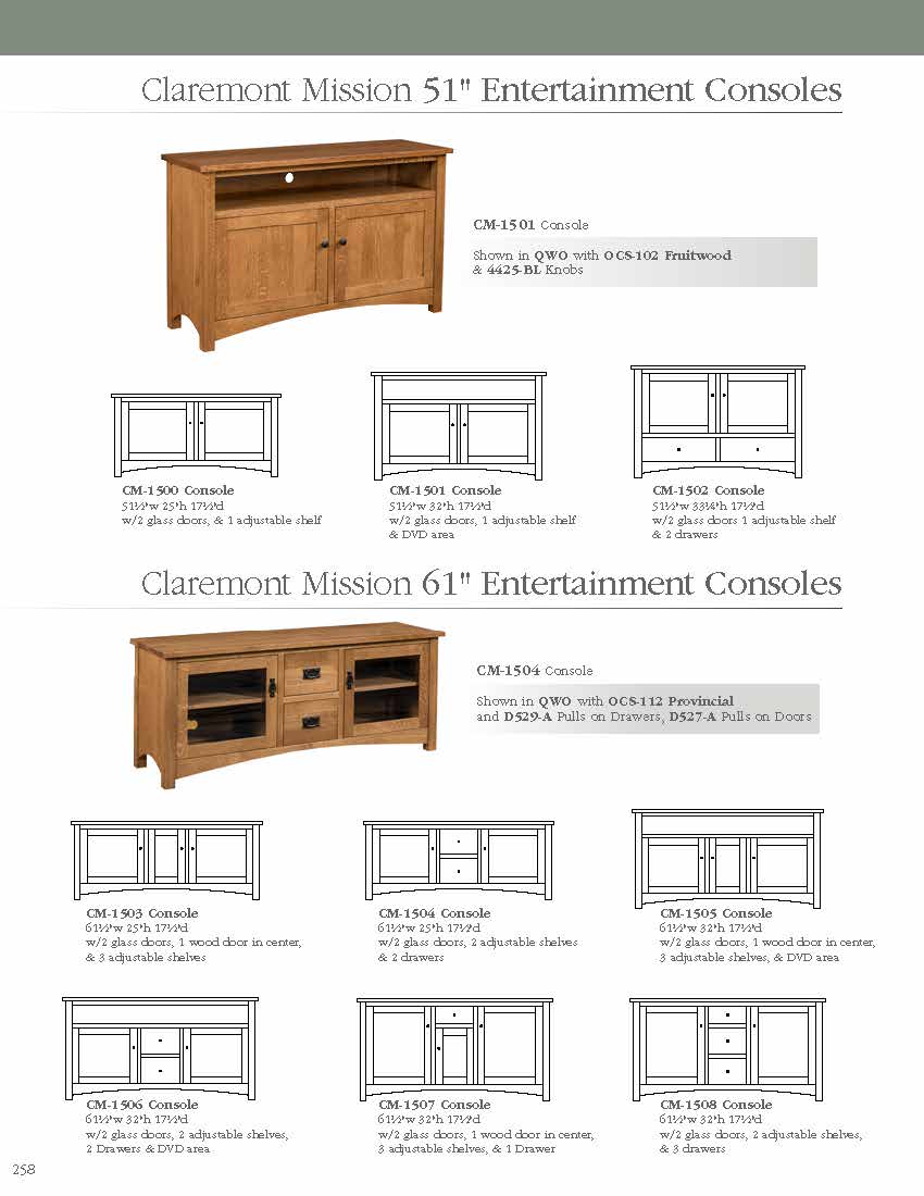 Claremont Mission 51" Entertainment Console – Amish Traditions
