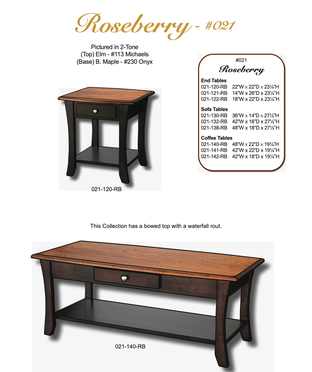 Roseberry 48 Coffee Table - Amish Traditions