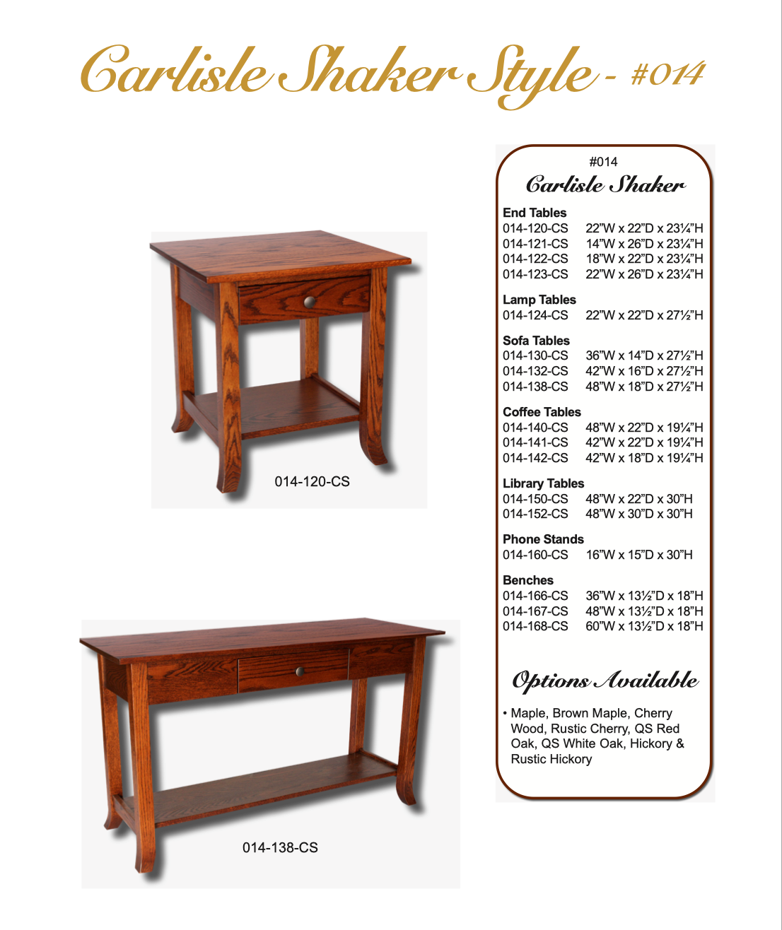 Carlisle Shaker 22 X 22 End Table With Drawer - Amish Traditions