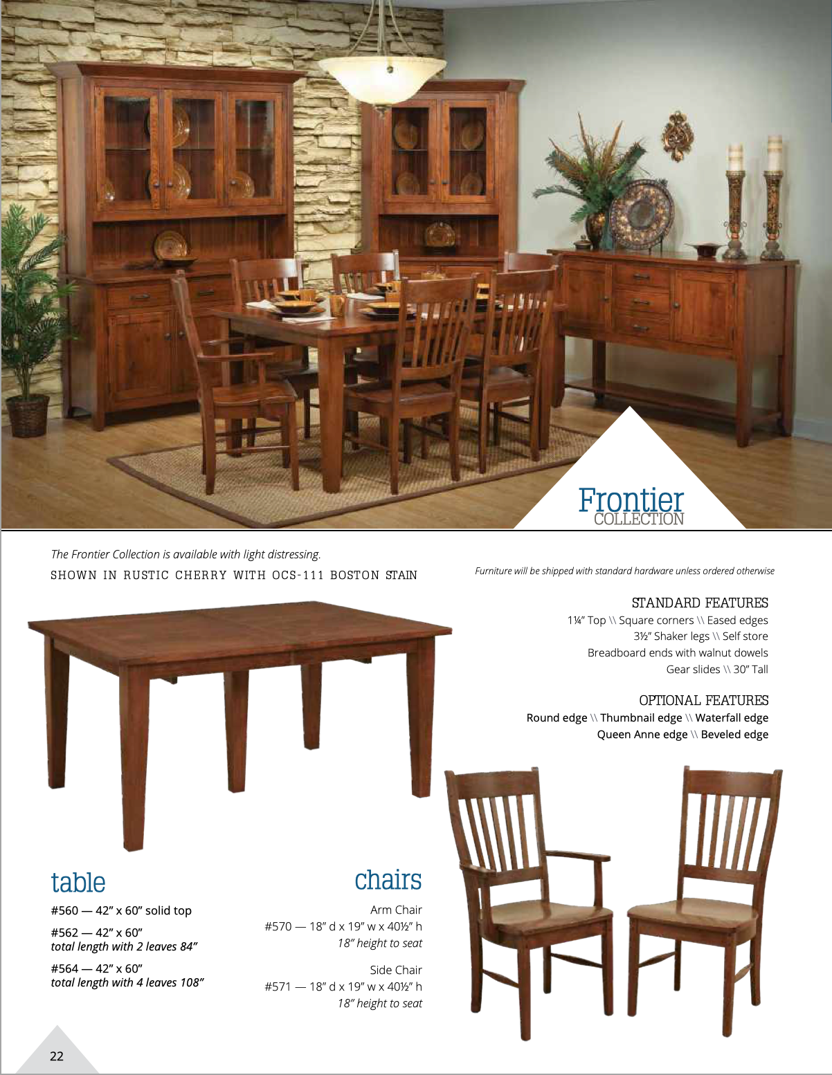 Frontier Dining Room Set - Amish Traditions