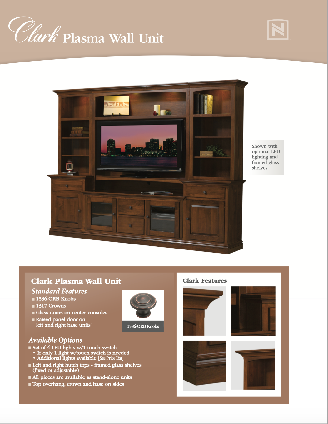 Clark Entertainment Center Wall Unit - Amish Traditions