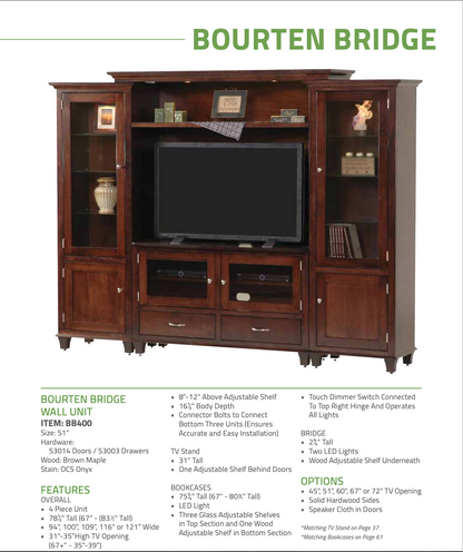Bourten Bridge Entertainment Center Wall Unit - Amish Traditions