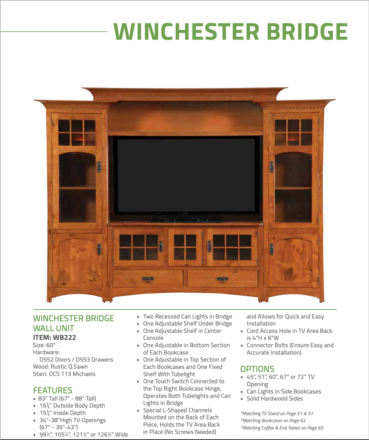 Winchester Bridge Entertainment Center Wall Unit - Amish Traditions